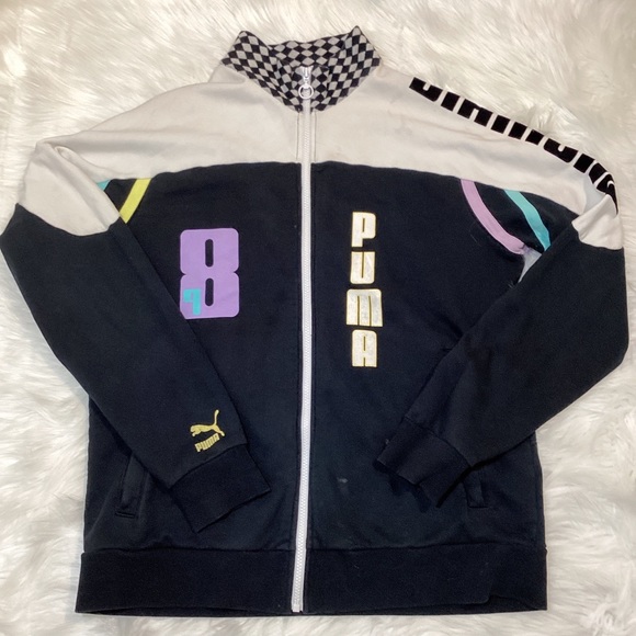 Puma | Jackets & Coats | Puma Black White Colorblocking Mockneck Long ...